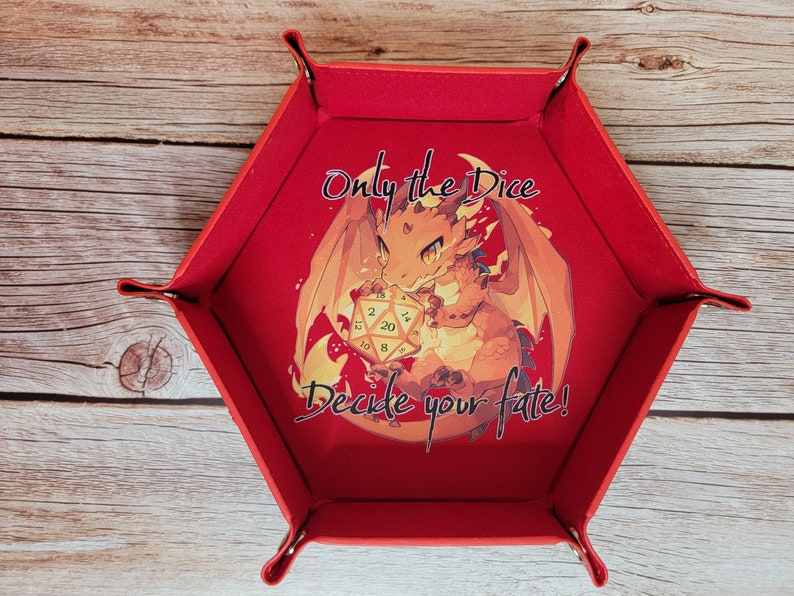 Fire Dragon D20 Dice Tray, Foldable Hexagon Velvet Dice Tray Only the ...