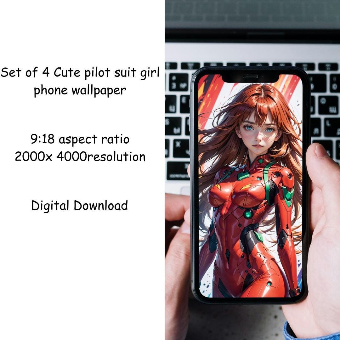 Anime Girl Pilot Suit Phone Wallpaper (set of 4) (digital Download) - Etsy