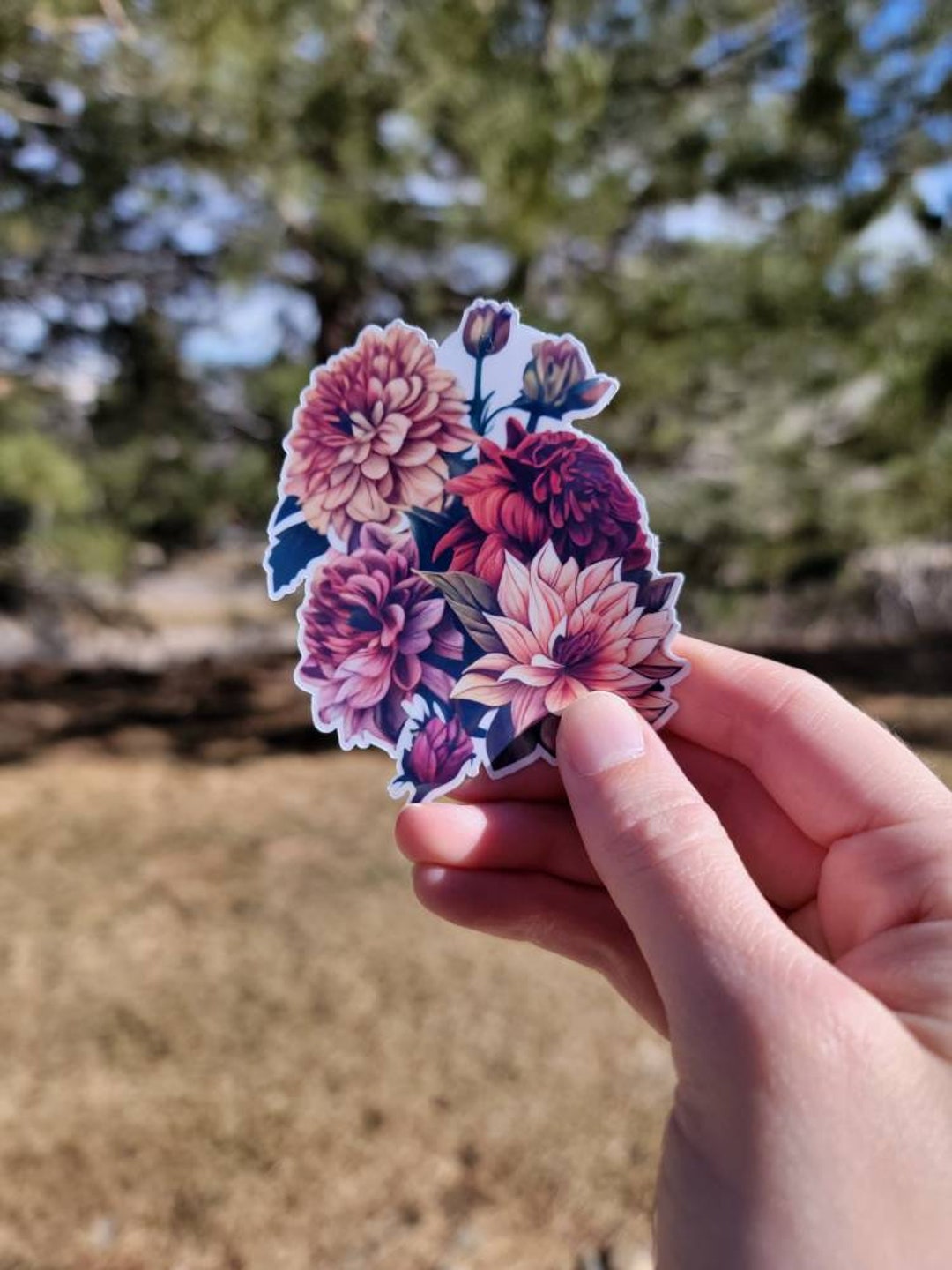 Dahlia Flower Die Cut Sticker: A Perfect Way to Decorate Your Laptops ...