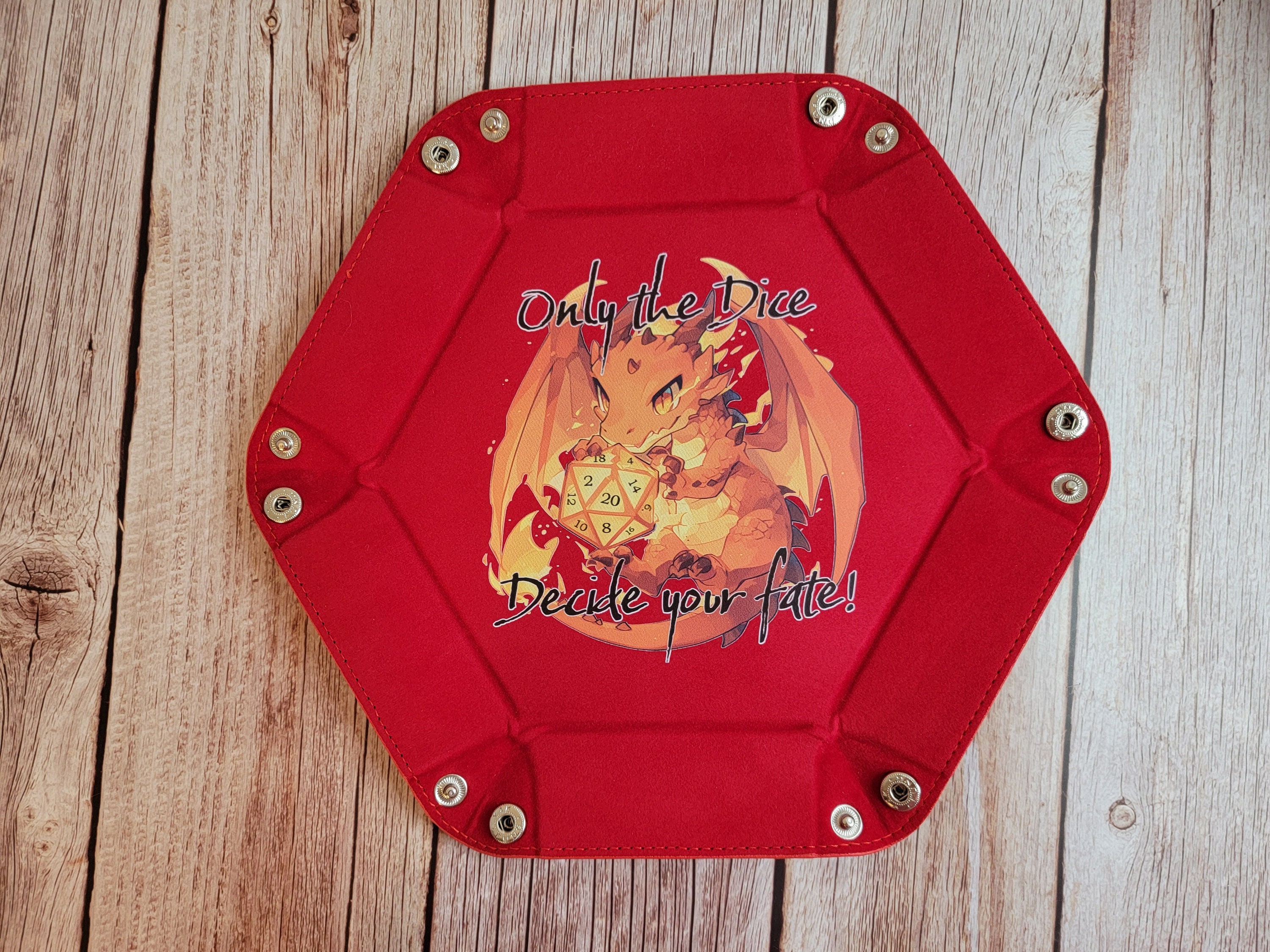 Fire Dragon D20 Dice Tray, Foldable Hexagon Velvet Dice Tray Only the ...