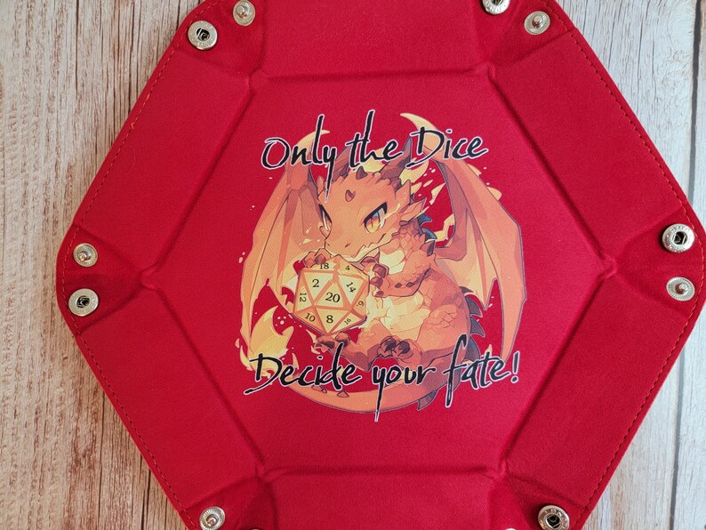 Fire Dragon D20 Dice Tray, Foldable Hexagon Velvet Dice Tray Only the ...
