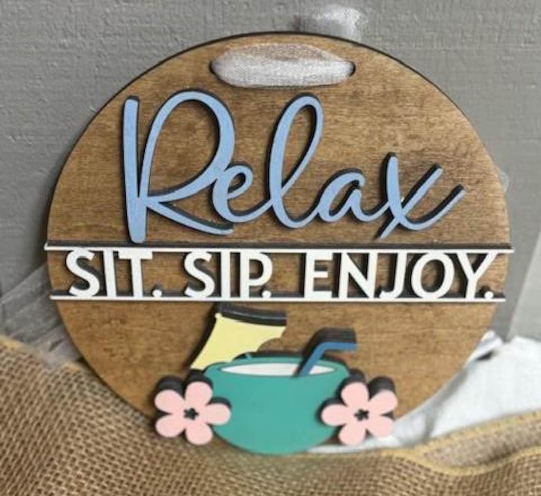 Relax 8" Wooden Circle Sign - Beach-themed Wall Decor for Home, Patio ...