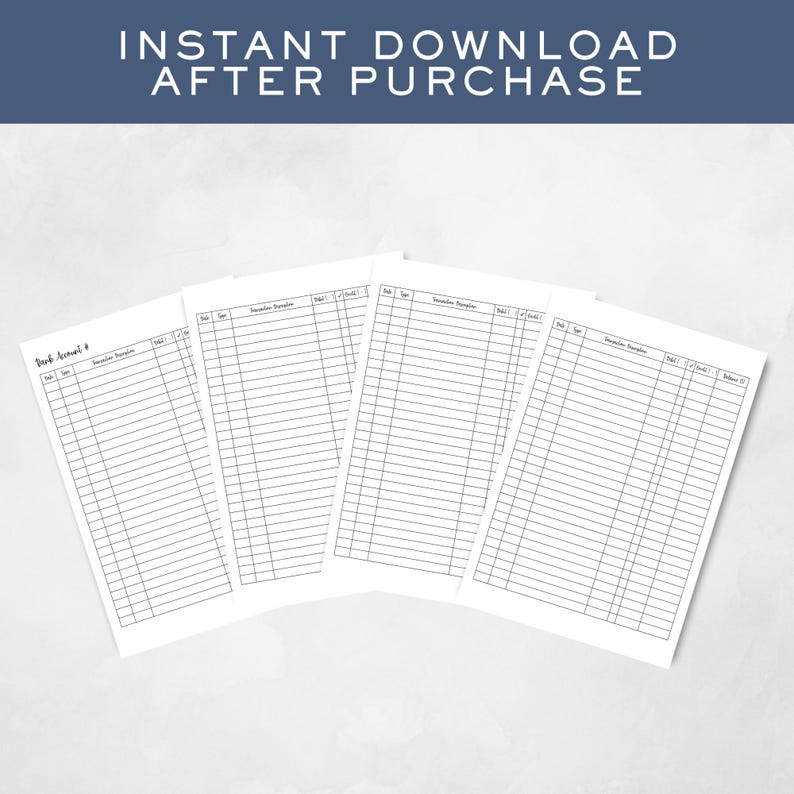 Printable Bank Account Register: Budget & Expense Tracker (digital ...