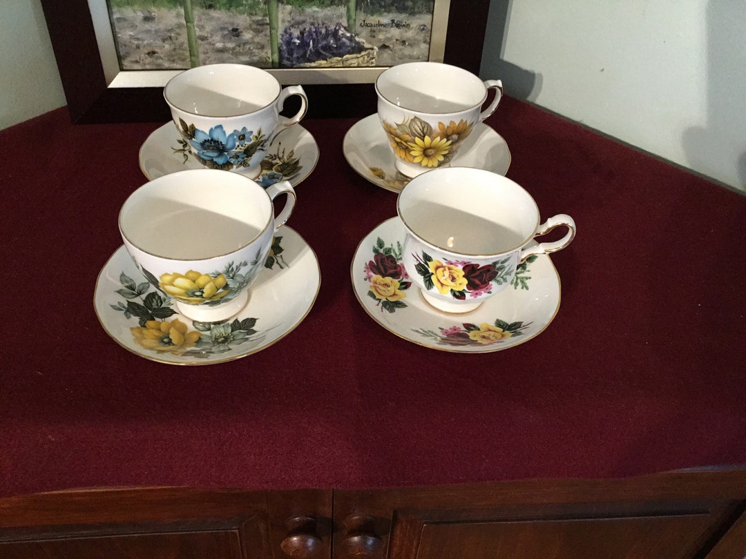 4 Ridgway Cups and Saucers in the Queen Anne Pattern - Etsy
