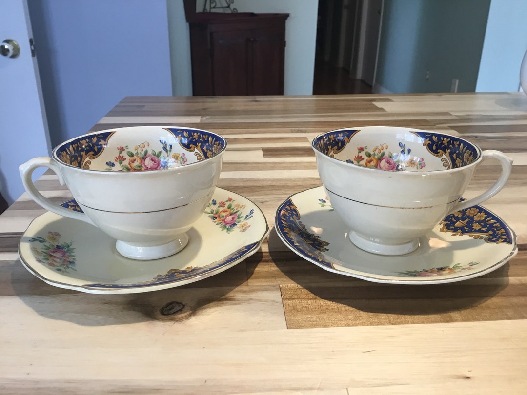2 Cups and Saucers by A J Wilkinson, Royal Staffordshire, Honeyglaze - Etsy