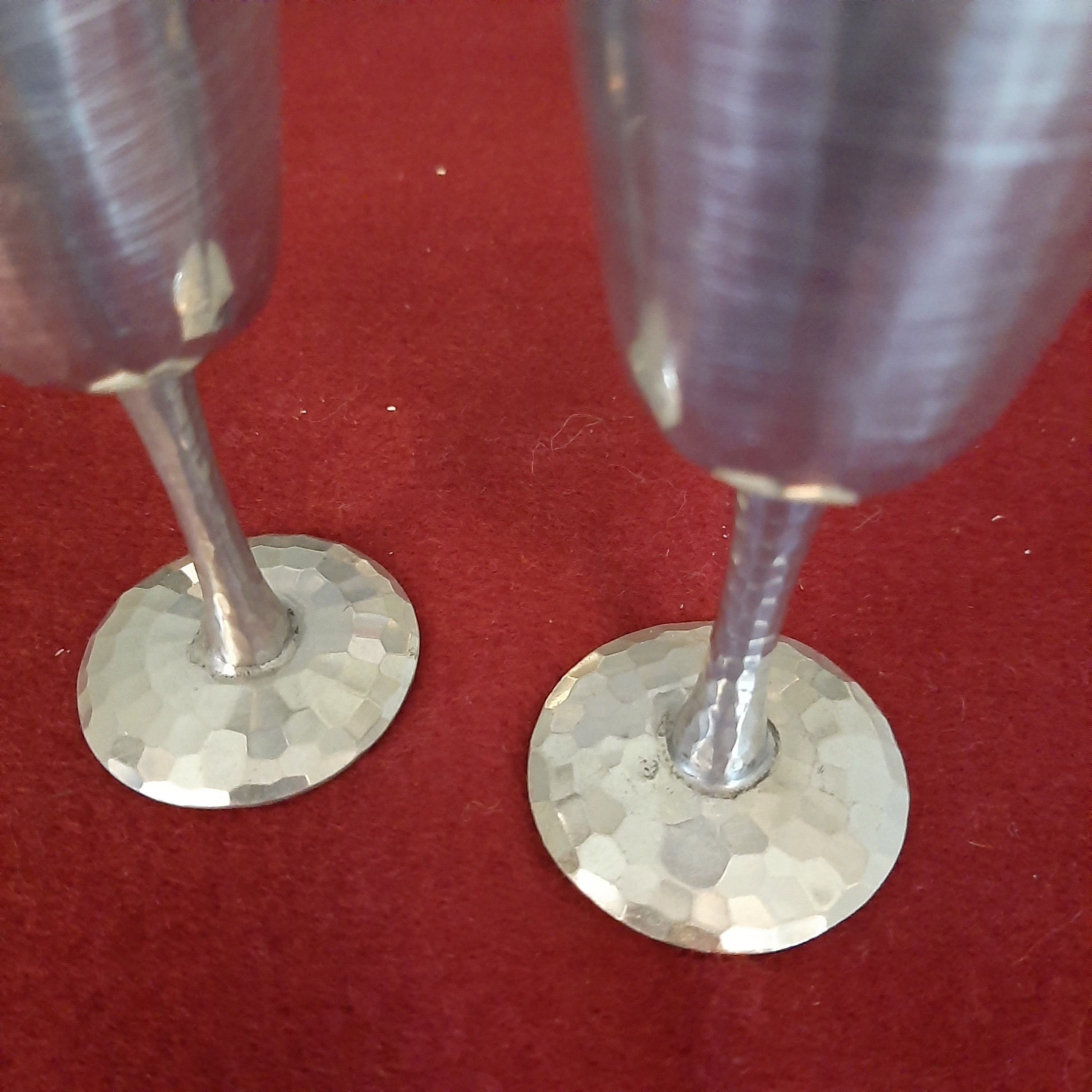 4 Hammered Pewter Digestive Glasses Handmade - Etsy