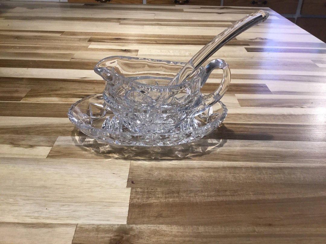 Lead Crystal Gravy Boat for Chocolate or Other With Spoon and Serving ...