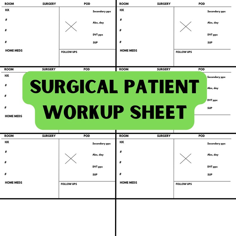 Surgical Patient Workup/monitoring Sheet - PHARMACIST/RESIDENT/NURSE - Etsy