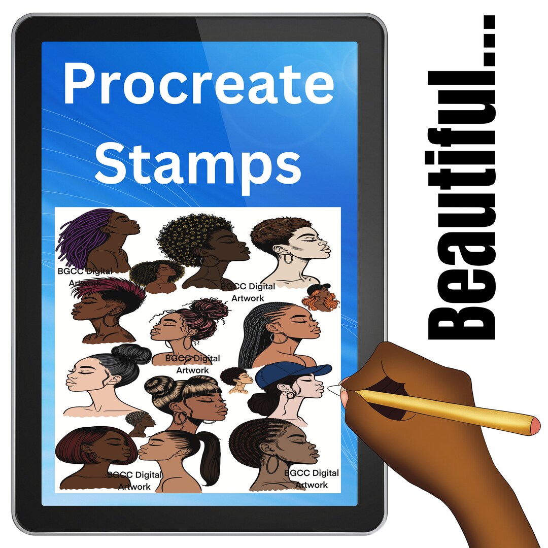 Black Woman Procreate Stamps, Black Woman Portrait Procreate, Black ...