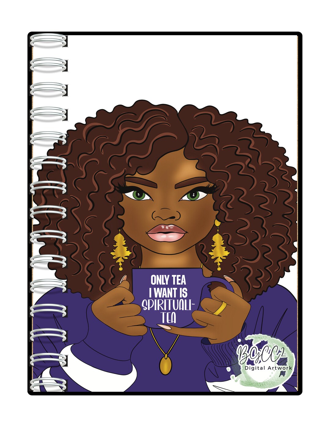 Self-love Journal Cover: Black Woman Art, Spiritual Theme (digital ...