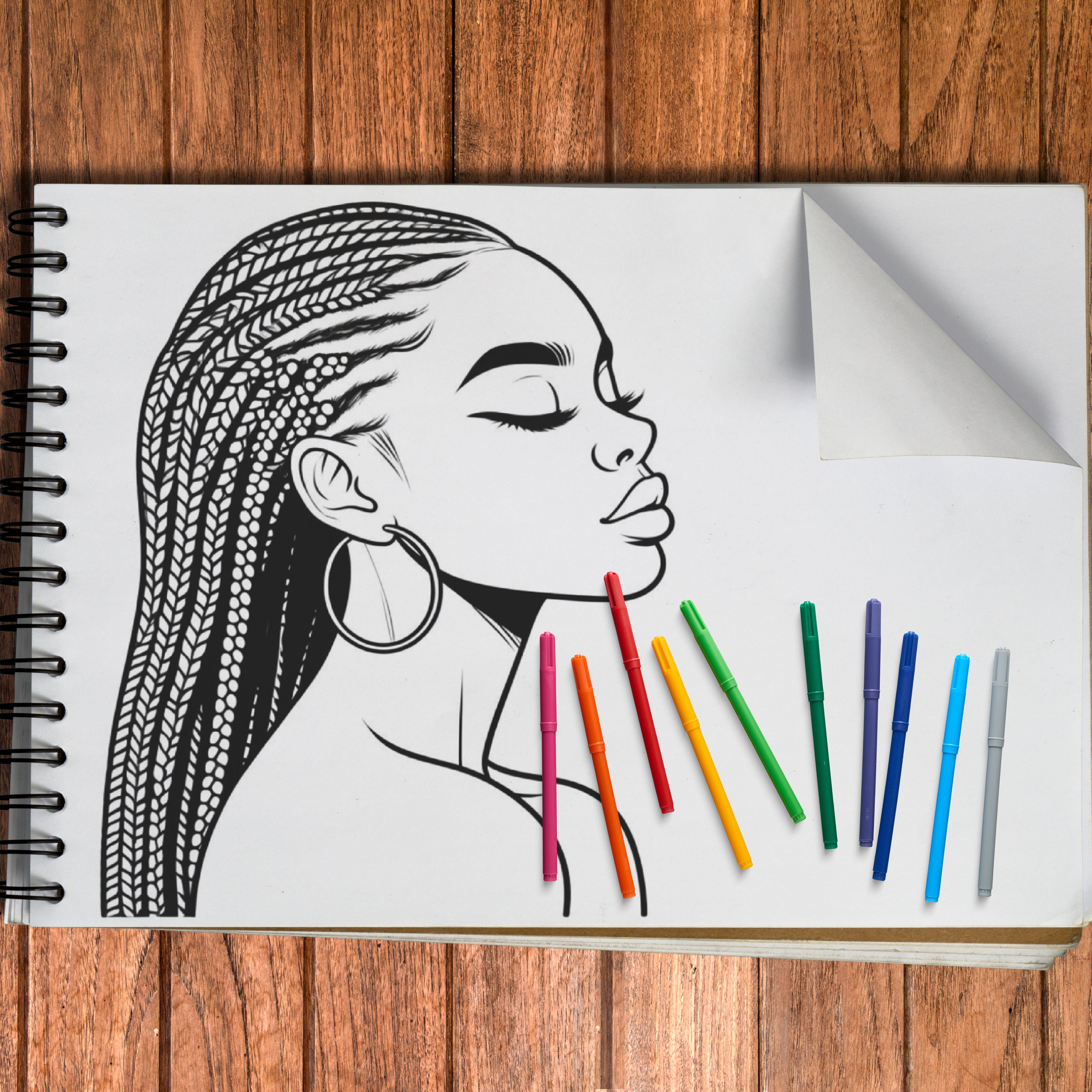 Black Woman Procreate Stamps, Black Woman Portrait Procreate, Black ...