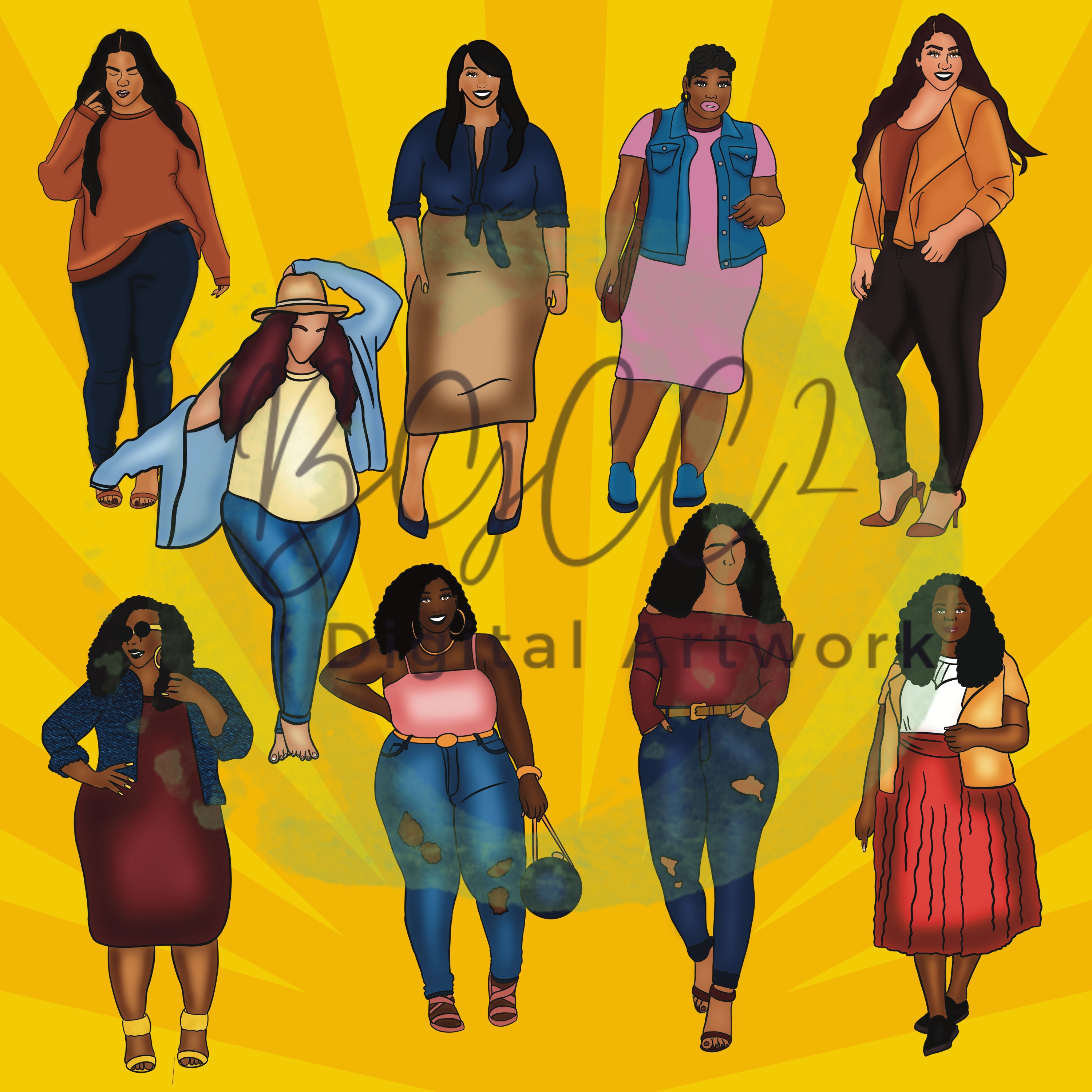 Curvy Women Clipart, Curvy Girl Clipart, Plus Size Girl Image, Fashion ...