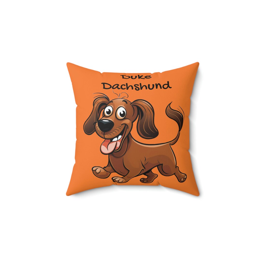 Duke Dachshund From Barlow the Boxer - Spun Polyester Square Pillow ...
