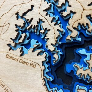 Lake Lanier 3D Framed Picture Map, Lake Sidney Lanier, Wooden Engraved ...