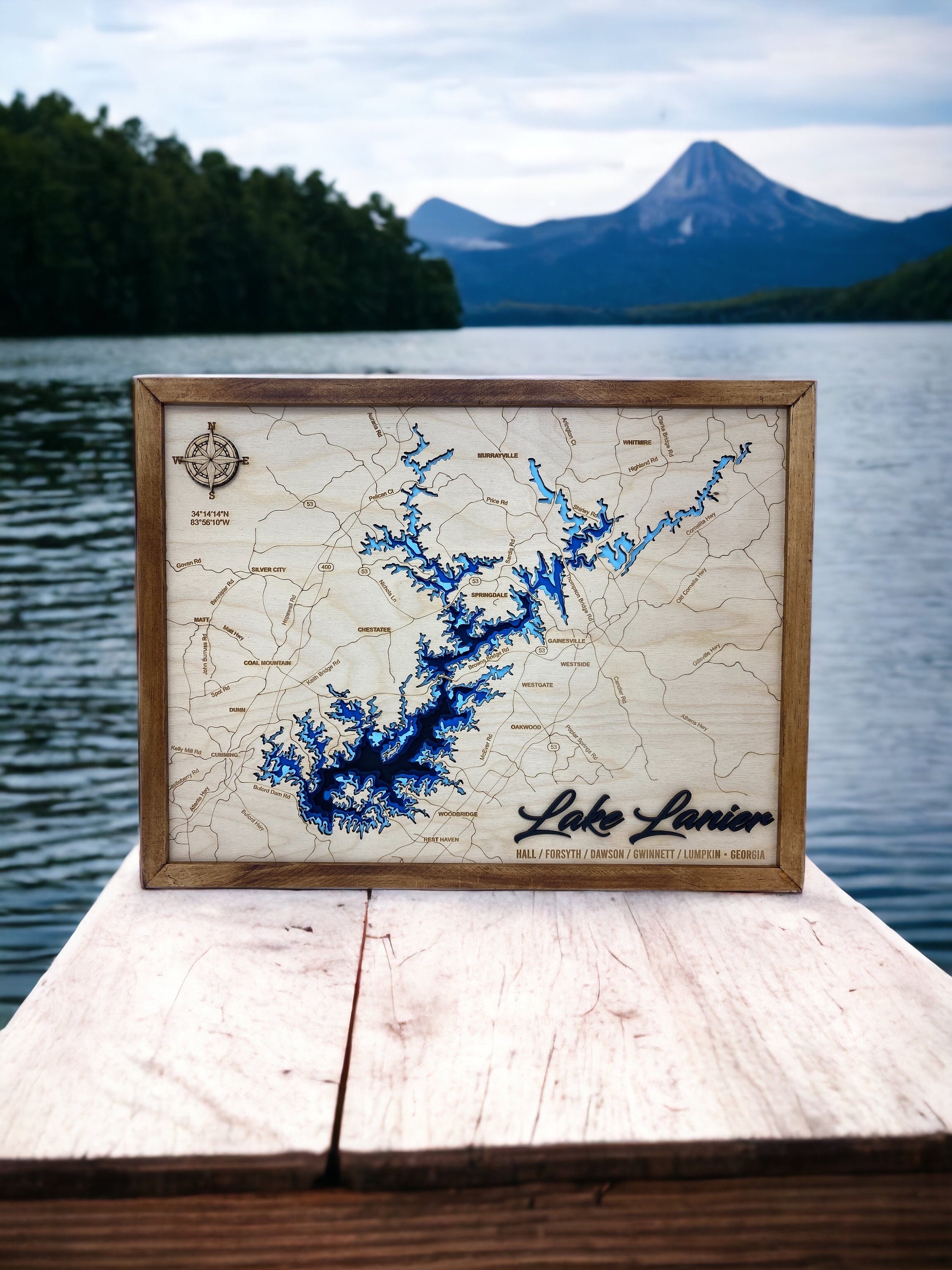 Lake Allatoona 3D Framed Picture Map Wooden Engraved Map - Etsy