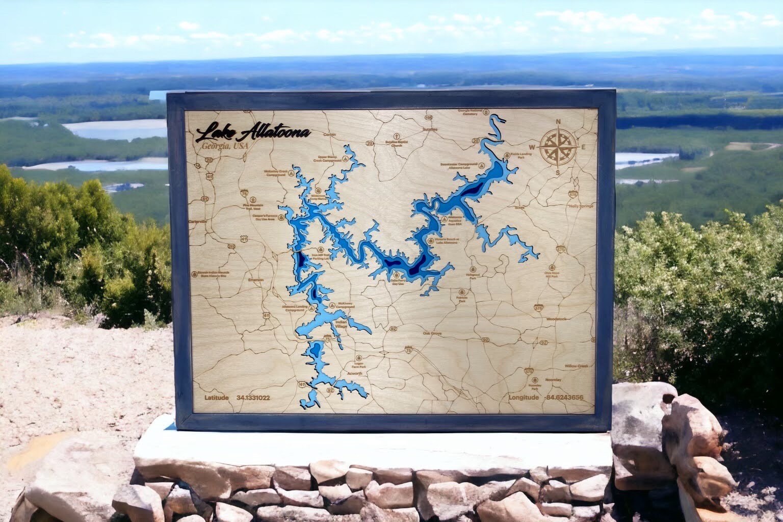 Lake Allatoona 3D Framed Picture Map Wooden Engraved Map - Etsy