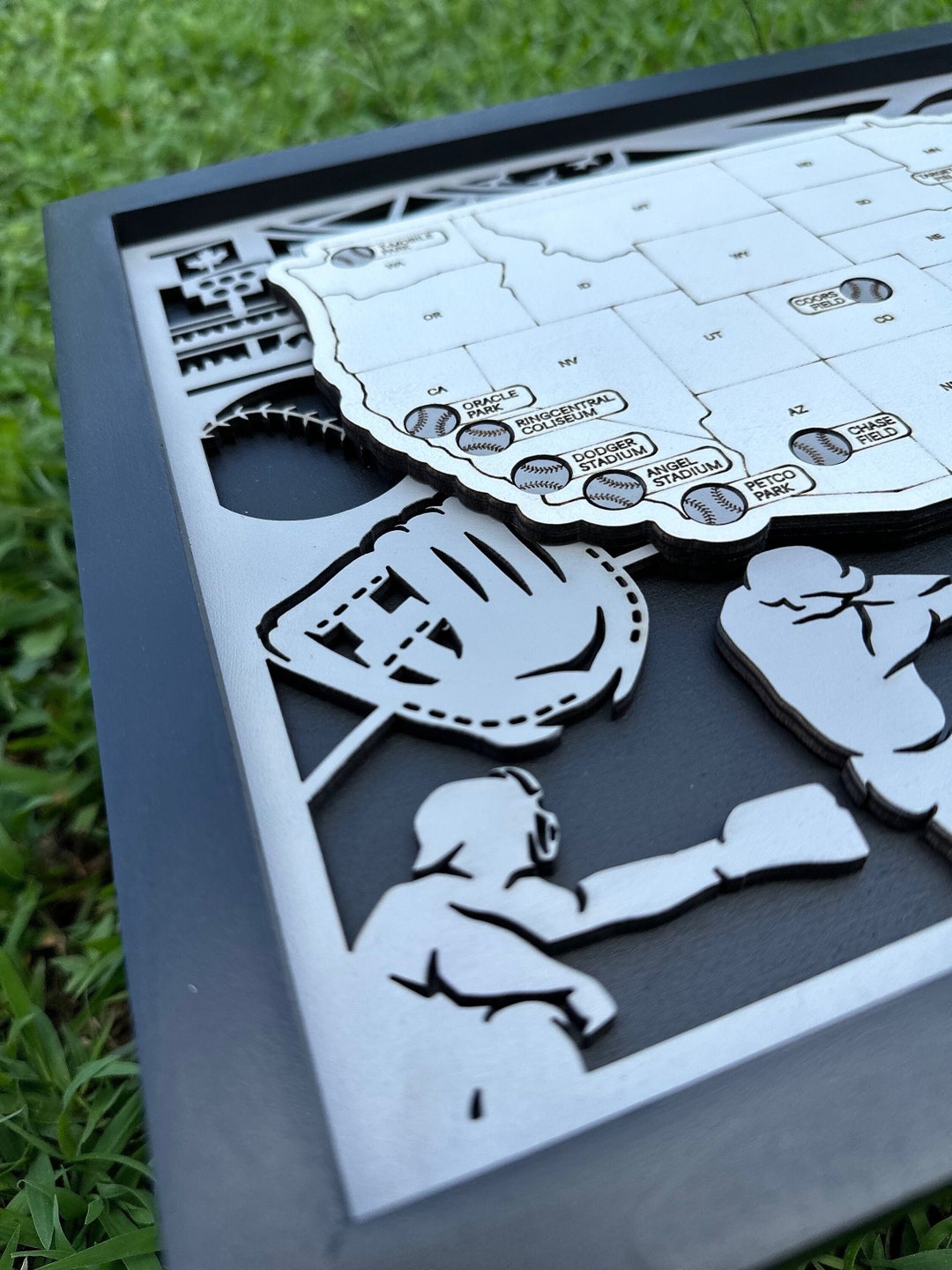 Framed MLB Baseball Stadium Map Family Memories Stadium Tracker MLB ...