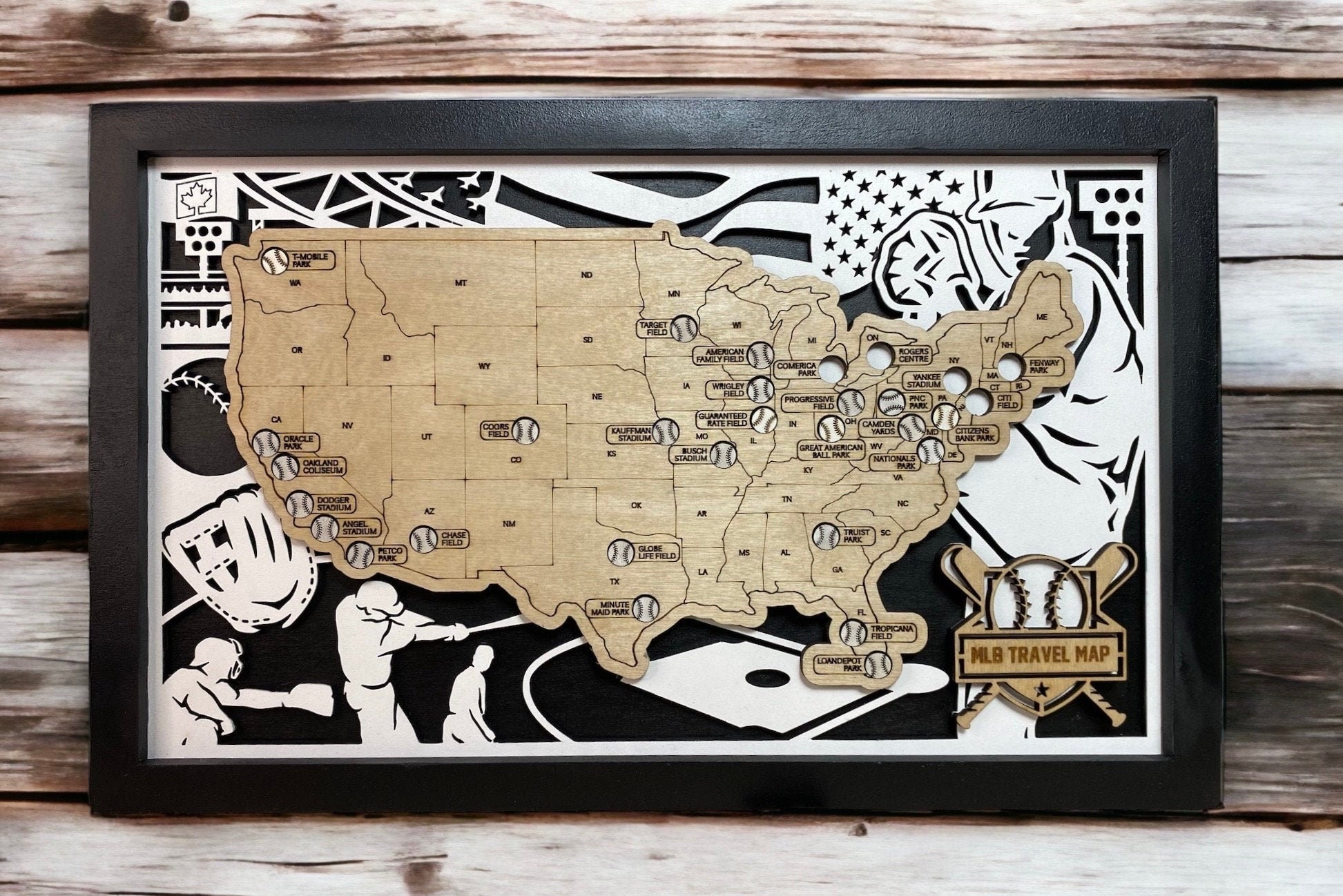 Framed MLB Baseball Stadium Map Family Memories Stadium Tracker MLB ...