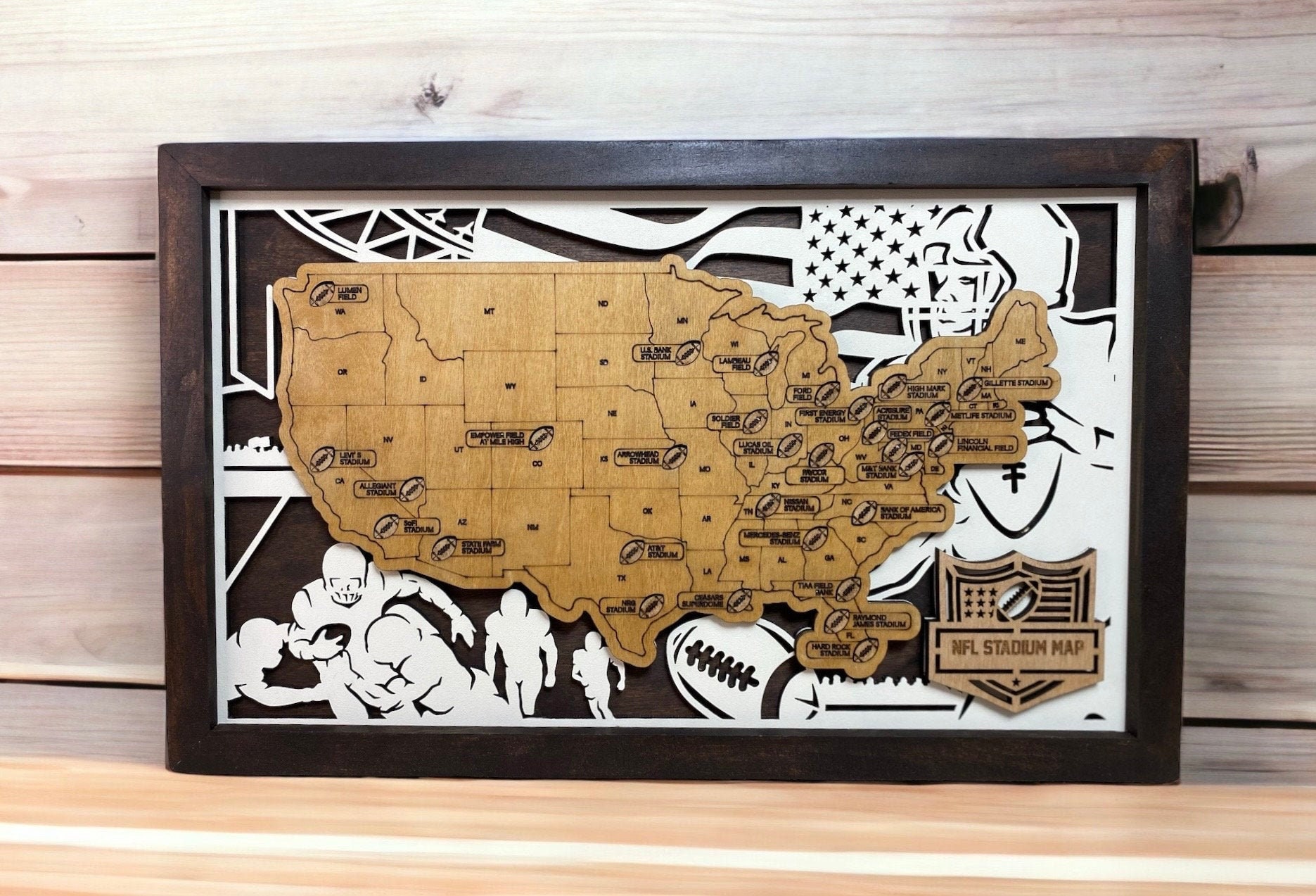 Framed NFL Football Stadium Map Family Memories Stadium Tracker NFL ...