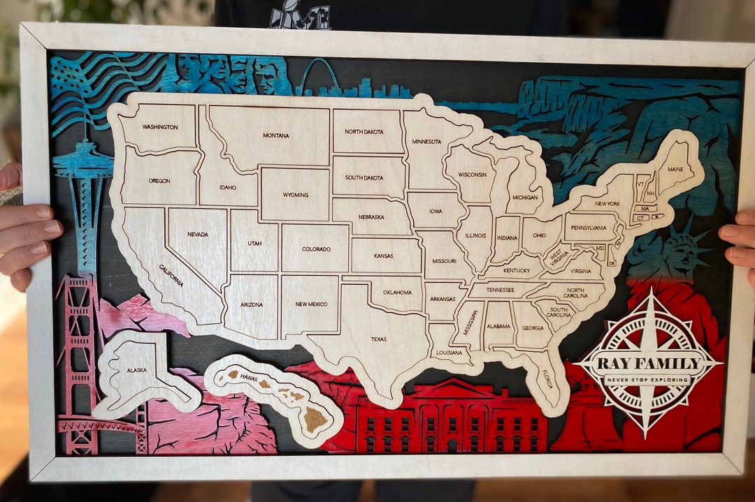 Travel Map United States Travel Map Camping Map RV Map Family - Etsy