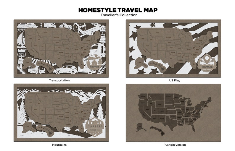 Travel Map United States Travel Map Camping Map RV Map Family - Etsy