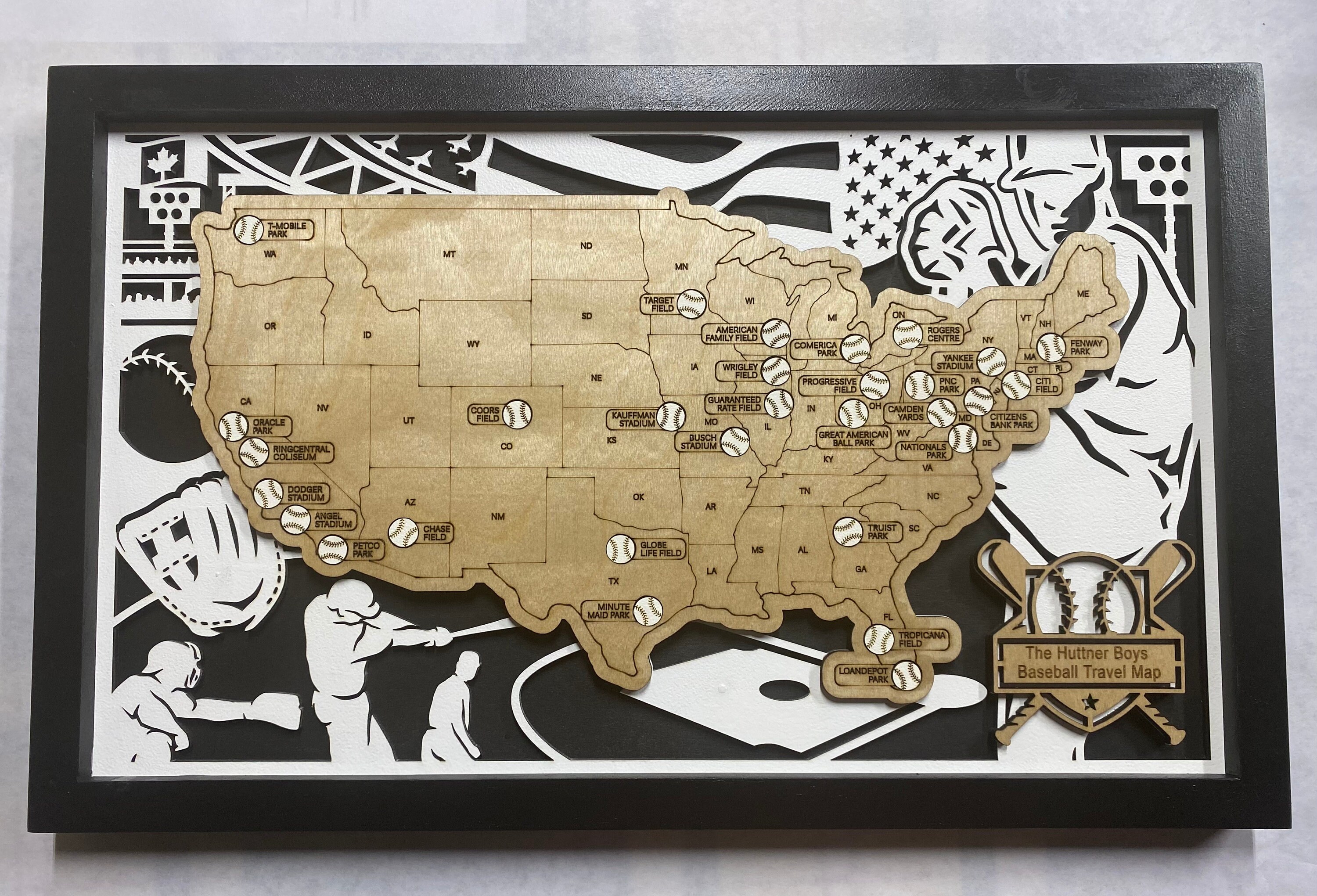 Framed MLB Baseball Stadium Map Family Memories Stadium - Etsy
