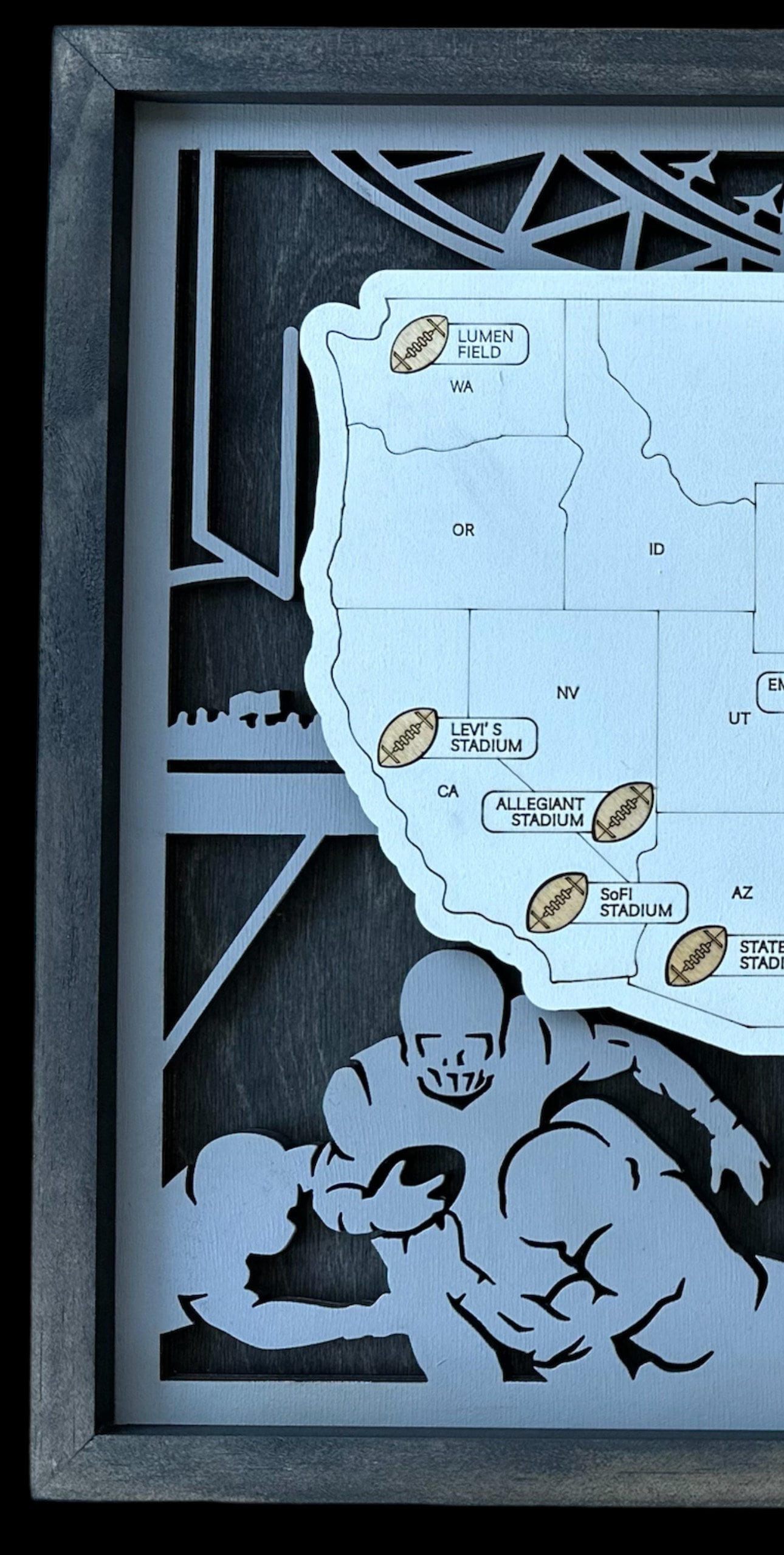 Framed NFL Football Stadium Map Family Memories Stadium Tracker NFL ...