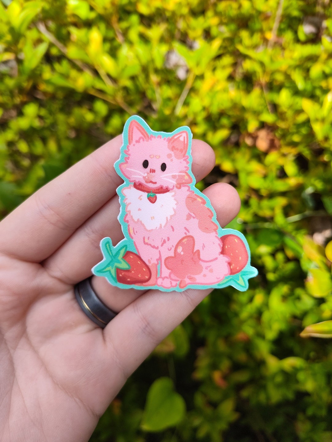 Strawberry Cat!! Cute Fruit Cat Sticker! - Etsy