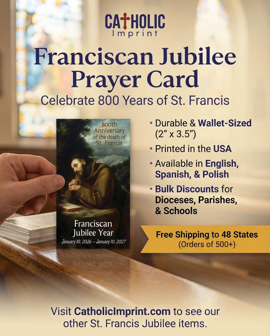 Franciscan Jubilee Year Prayer Card | St. Francis of Assisi Pack of 100 ...
