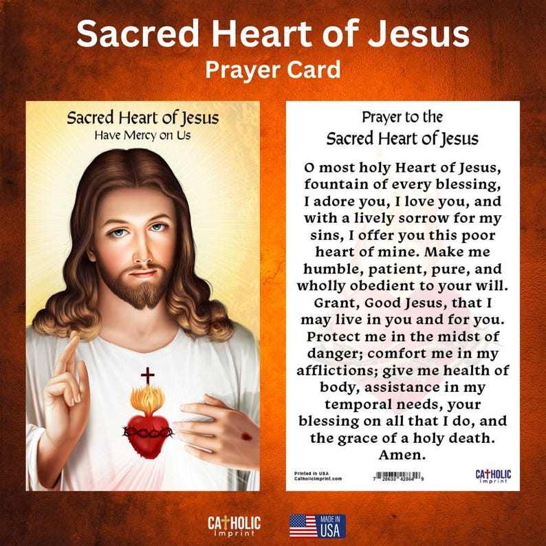 Sacred Heart Prayer Cards: Catholic Devotional Set of 10 - Etsy