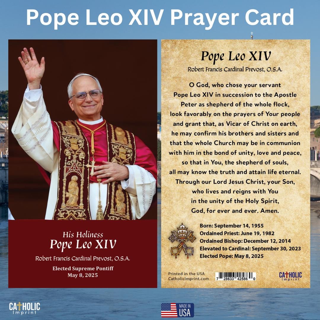 Pope Leo XIV Prayer Card - Set of 25 - Made in USA - Etsy