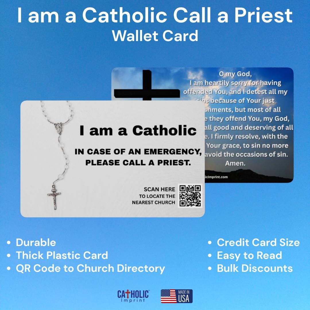 I Am a Catholic | in Case of Emergency, Call a Priest | Wallet Size ...
