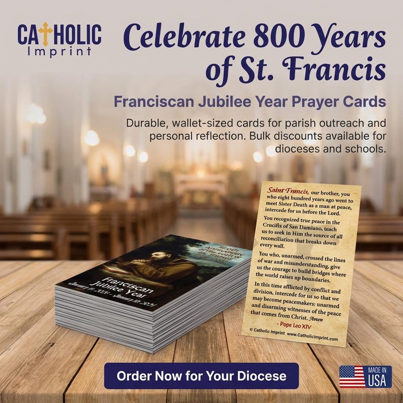 Franciscan Jubilee Year Prayer Card | St. Francis of Assisi Pack of 100 ...
