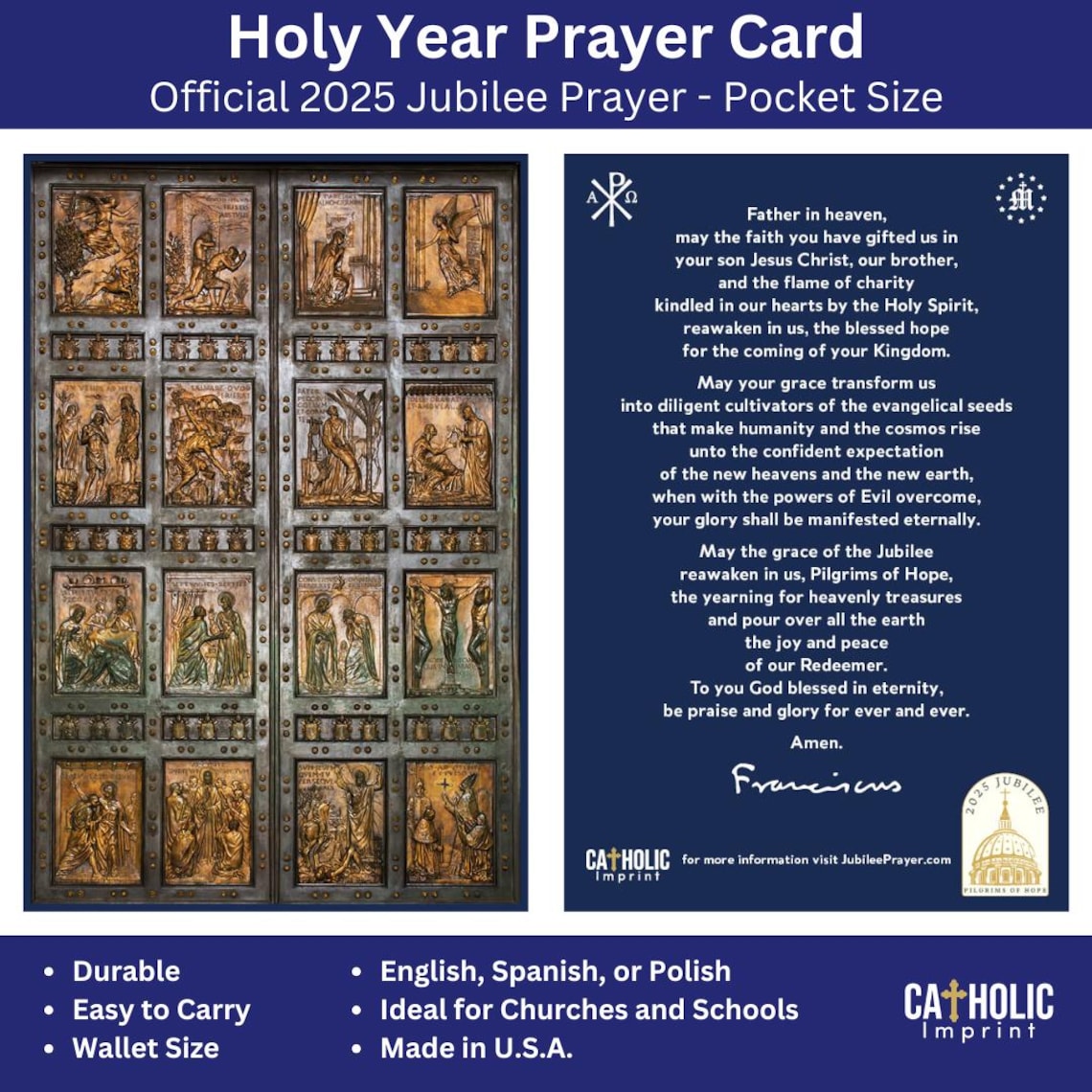 Jubilee 2025 Prayer Cards, Pack of 100, Holy Year Prayer Card - Etsy