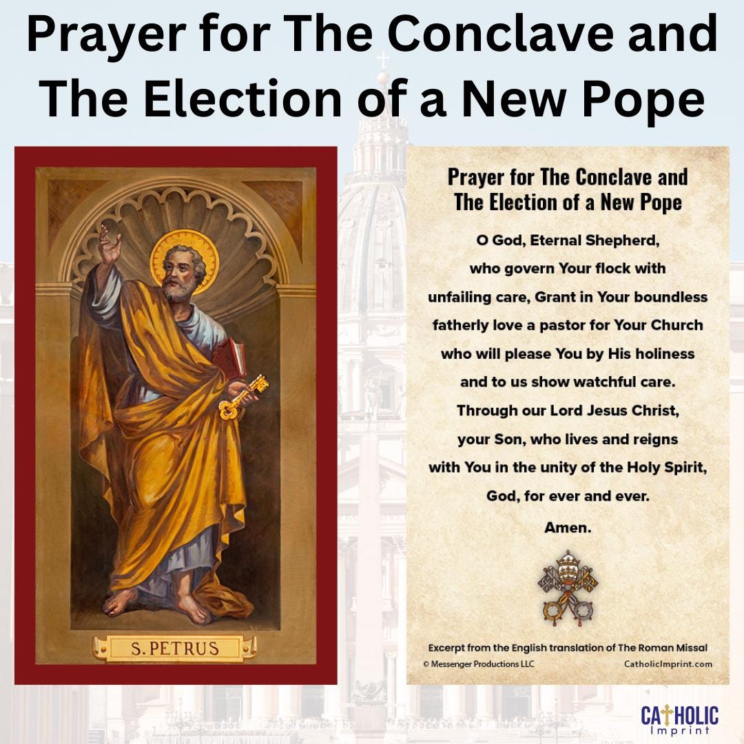 Conclave Prayer Card (set of 25) Prayer for the Election of a New Pope ...
