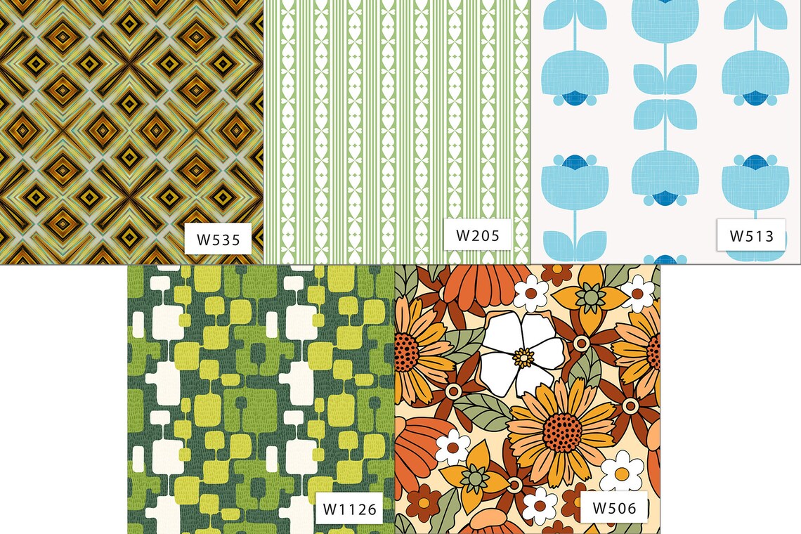 Retro Wallpaper Scraps, Vintage Wallpaper Scraps, Antique Wallpaper ...