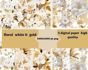 White and Gold Seamless Patterns, Seamless White and Gold Digital Paper ...