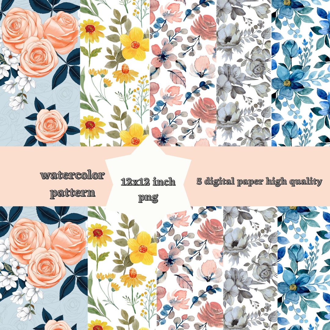 Watercolor Floral Pattern Watercolor Flower Design Flowers - Etsy