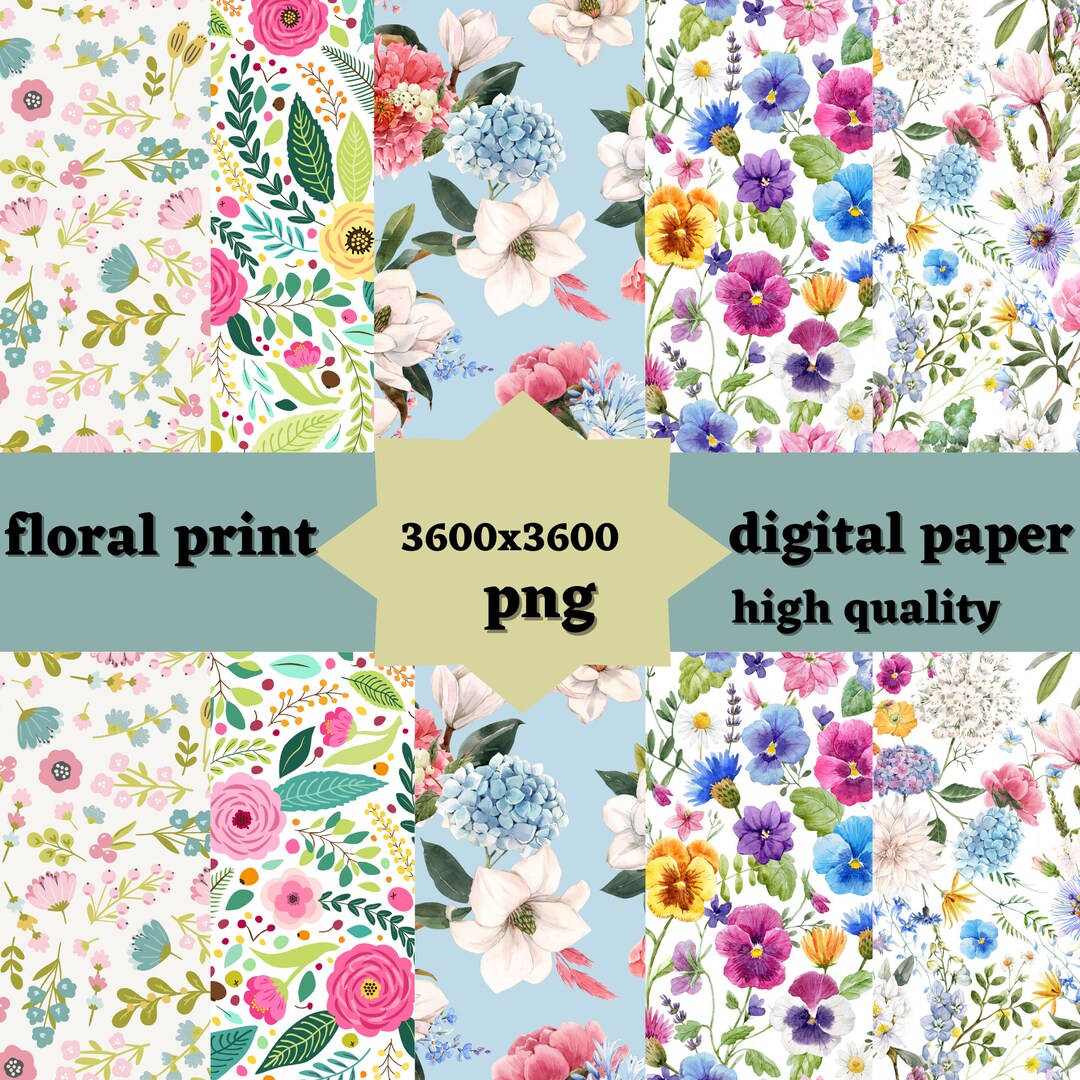 Spring Floral Digital Paper SEAMLESS Spring Watercolor Flower Patterns ...