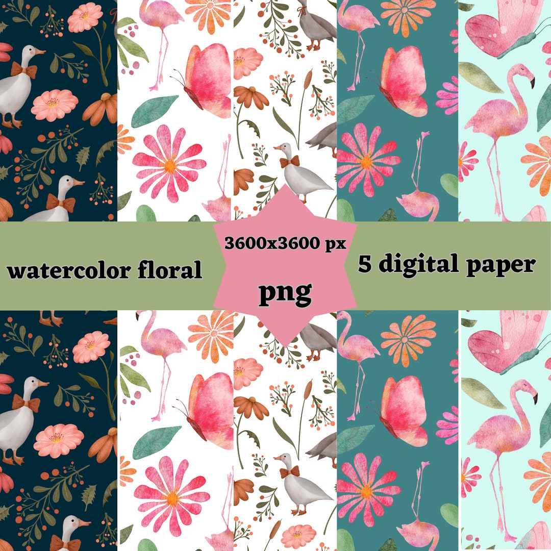 Watercolor Floral Pattern, Watercolor Flower Design, Handmade ...