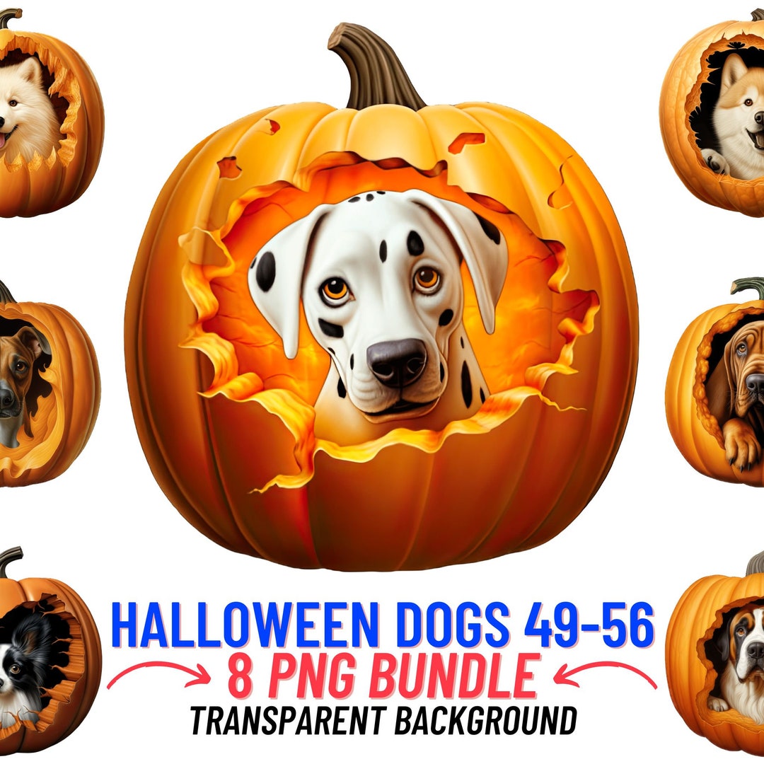 Halloween Pumpkin Dogs Clipart 8 Watercolor PNG Digital - Etsy