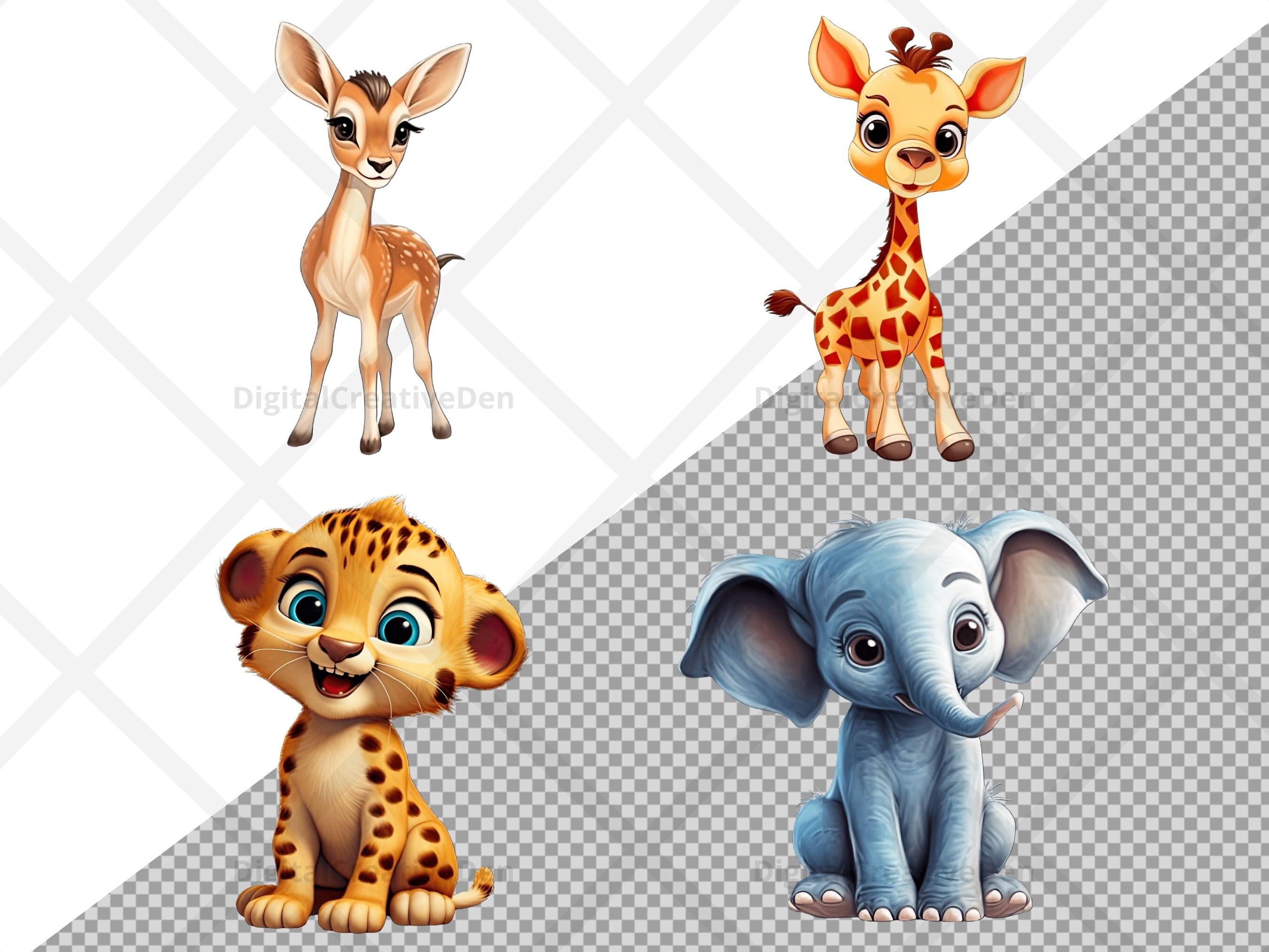 Baby Safari Animals Clipart 12 PNG Bundle Nursery Decor - Etsy