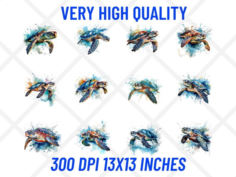 Watercolor Sea Turtles Clipart 36 Jpgs Instant Download - Etsy Australia