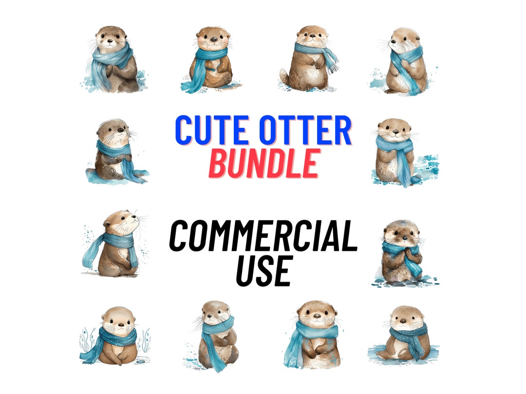 Watercolor Otter Clipart 12 High-quality Pngs Digital Craft - Etsy