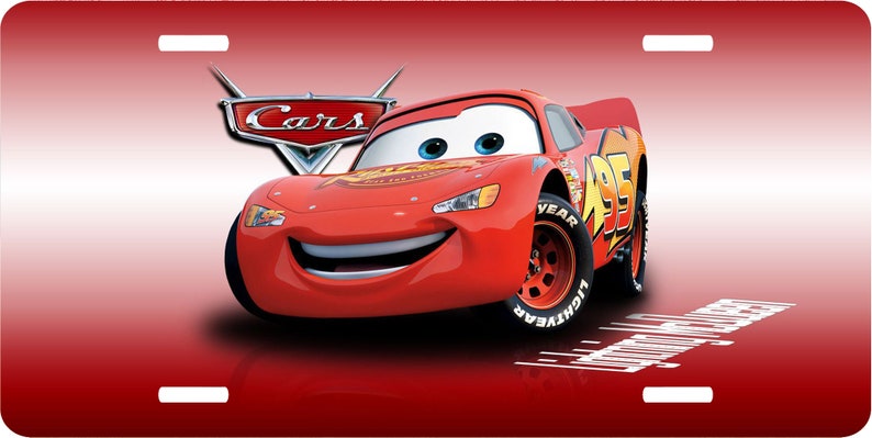 Disney Cars Lightning Mcqueen Red Vanity License Plate - Etsy
