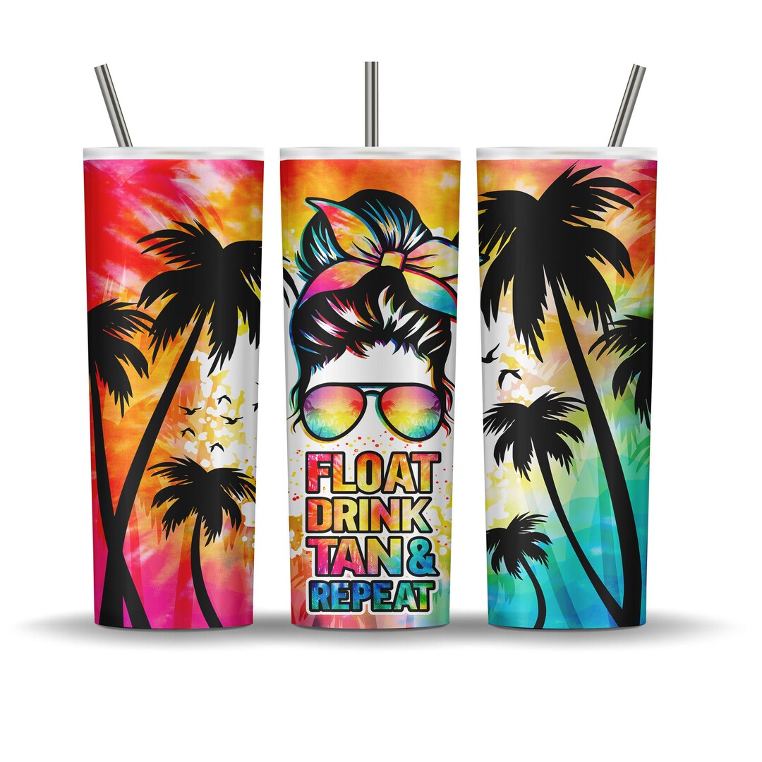 Float, Tan, Drink, Repeat Stainless Steel 20 Ounce Tumbler With Clear ...