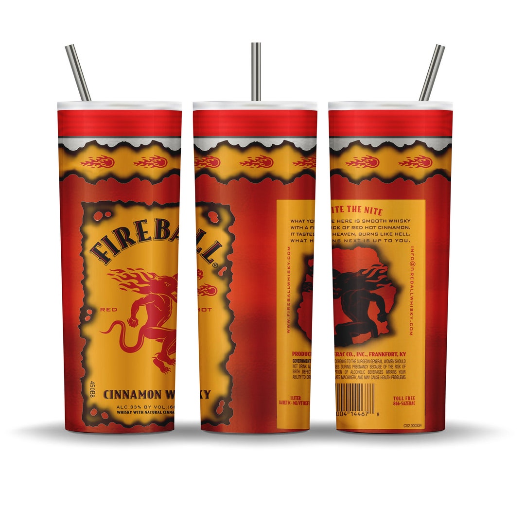 Fireball Whiskey Stainless Steel 20 Ounce Tumbler With Clear Slider Lid ...