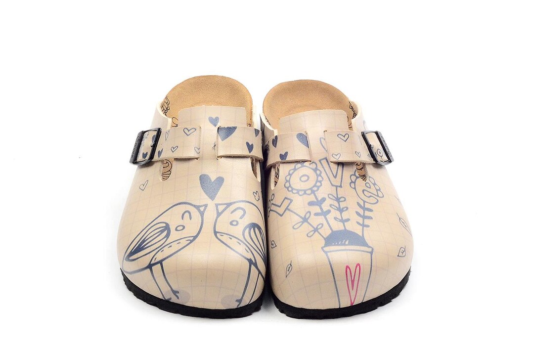 Handmade Women's Clogs With Bird & Heart Design, Minimalist Vegan ...