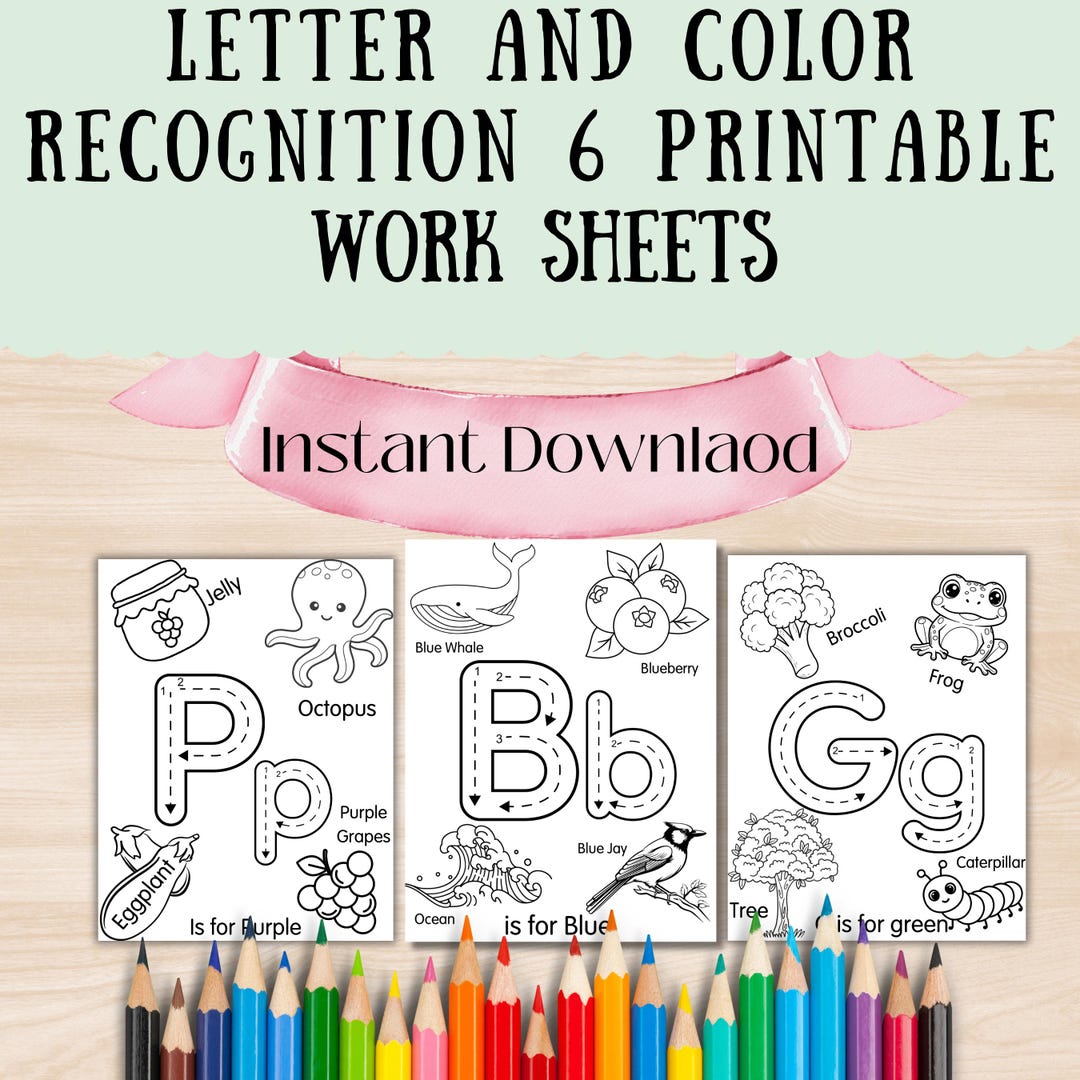 Alphabet Coloring Page, Colors Worksheet, Tracing Worksheet, Preschool ...