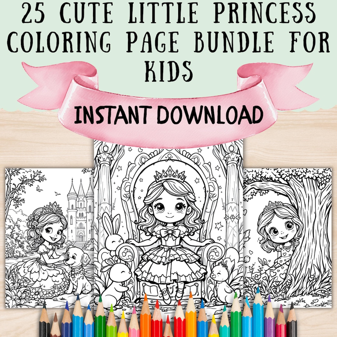 Little Princess Coloring Page Bundle, Pre-k Coloring Page Bundle ...